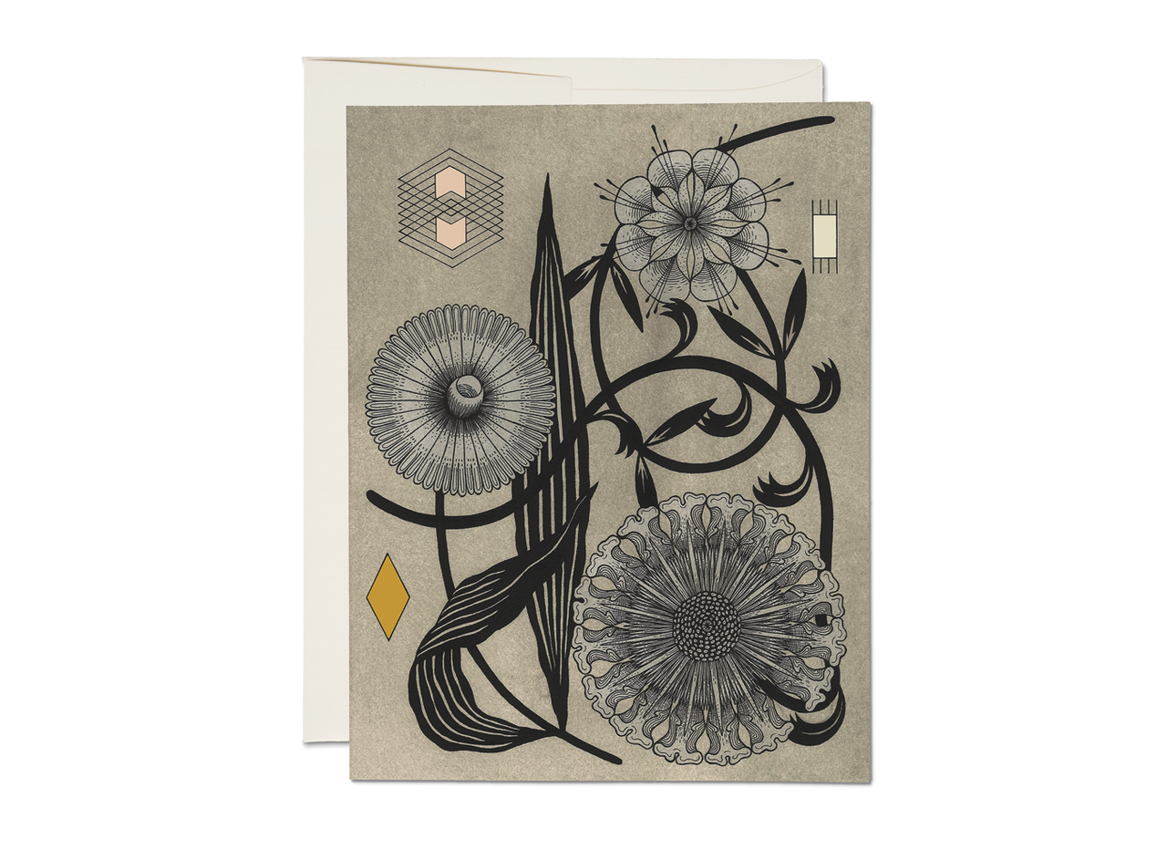Red Cap Cards - Floral Geometry everyday greeting card | Nigella