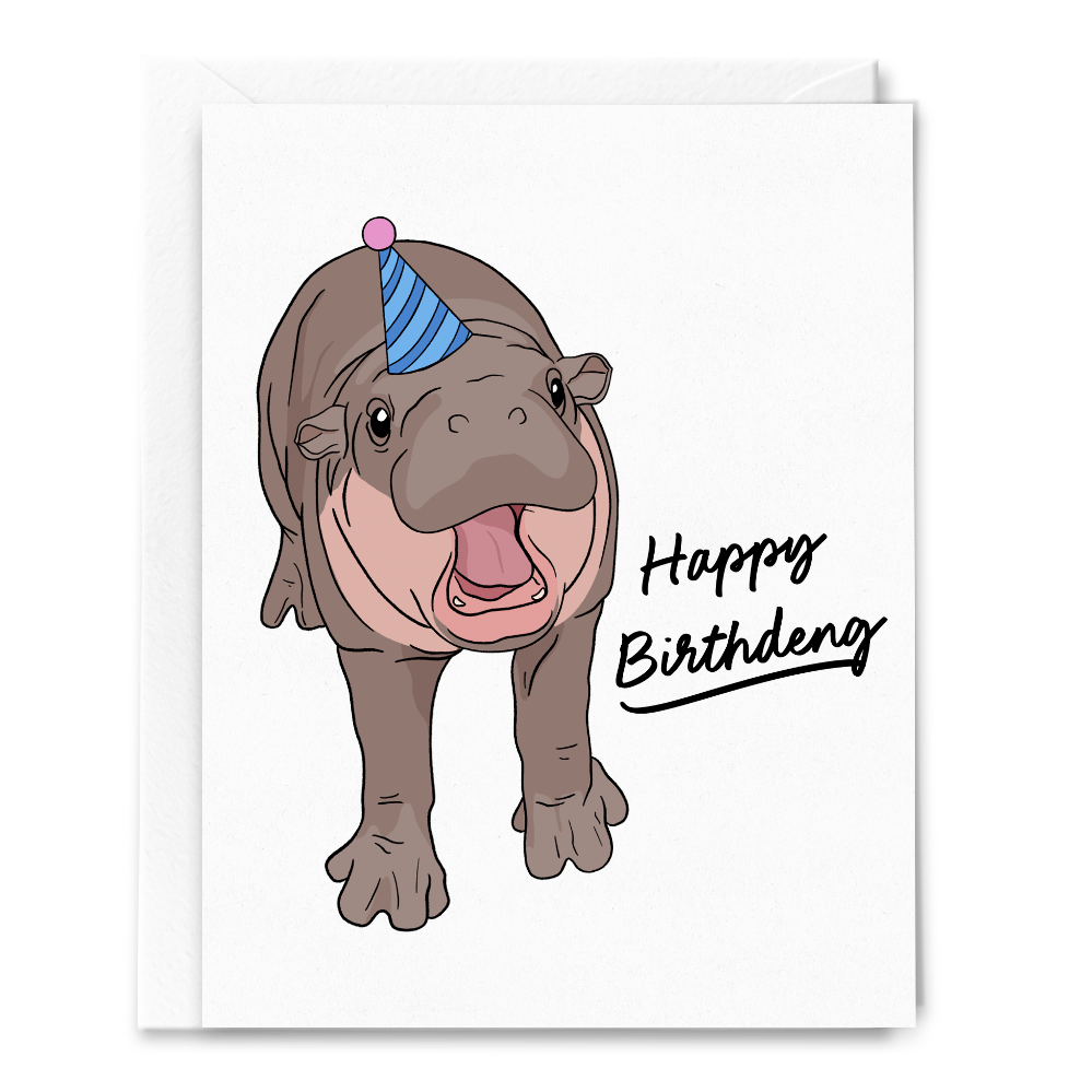 Sammy Gorin LLC - Happy Birthdeng Moo Deng Hippo Card | Nigella