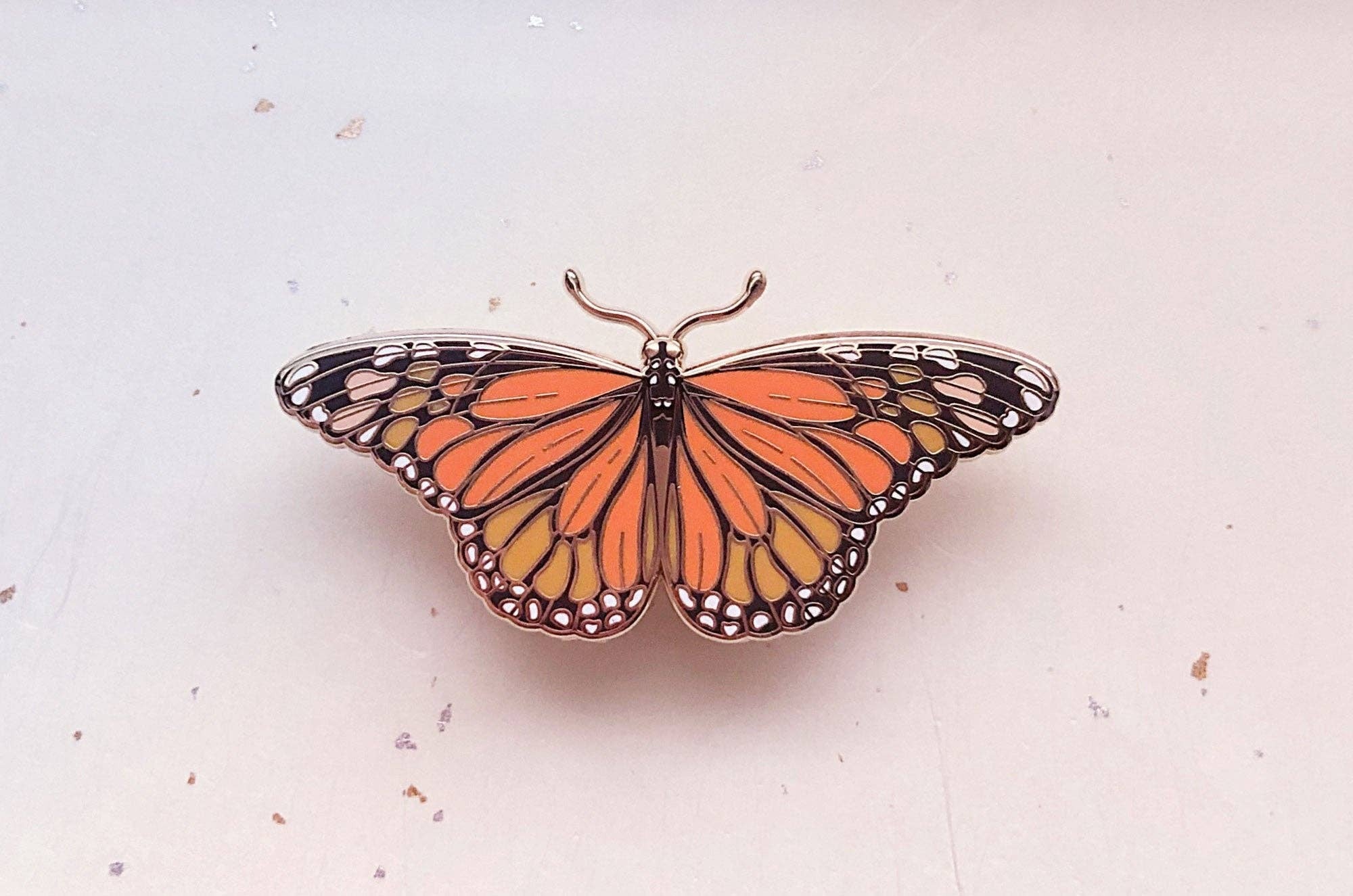 Alum and Ink - Gold Monarch Butterfly (Danaus plexippus) Enamel Pin ...